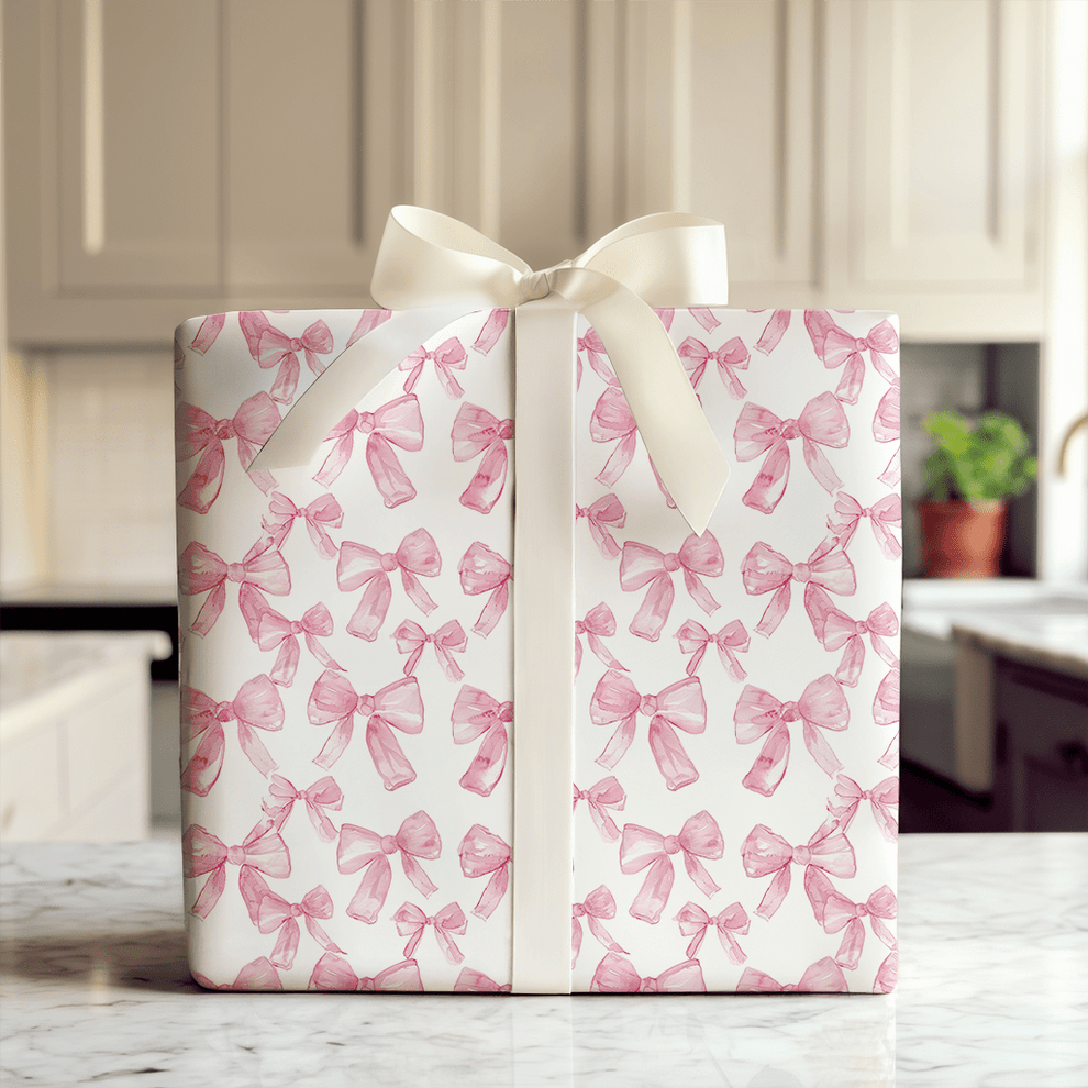 Add a Bow Wrapping Paper: Pink Bow Gift Wrap – Aspen & Arlo