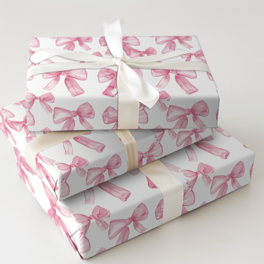 Add a Bow Wrapping Paper: Pink Bow Gift Wrap Wrapping Paper – Aspen ...