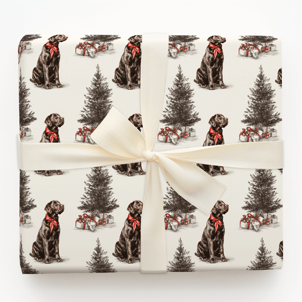 Holiday Lab Wrapping Paper: Black Lab Dog Gift Wrap Wrapping Paper ...