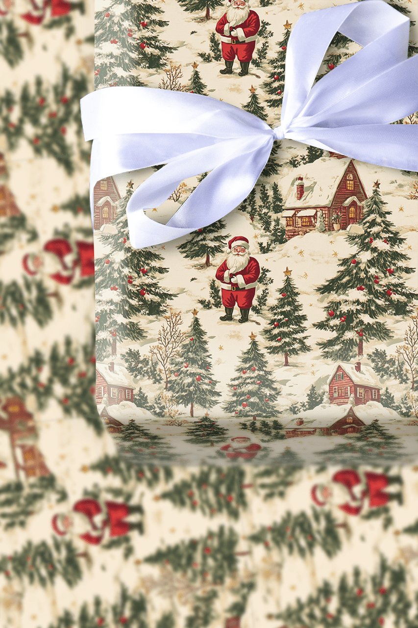 Santa's Village Wrapping Paper: Vintage Christmas Gift Wrap – Aspen & Arlo