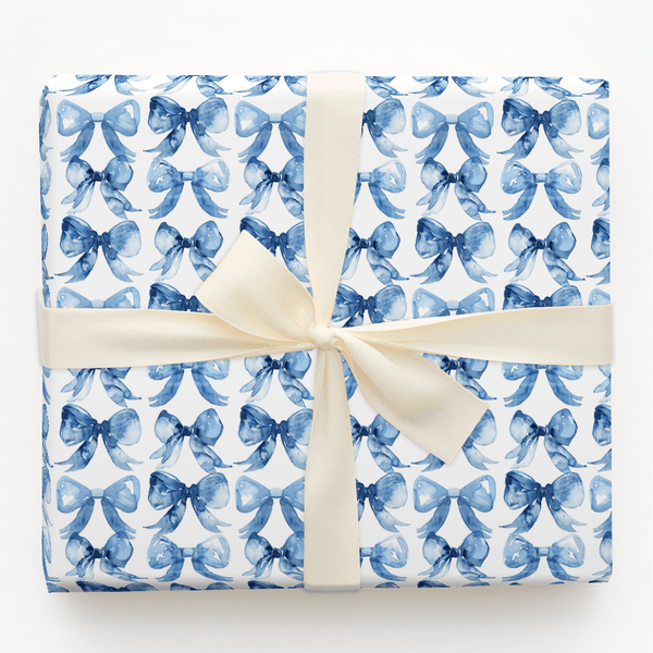 Blue Bow-kay of Colors Wrapping Paper: Blue Bows Gift Wrap – Aspen & Arlo
