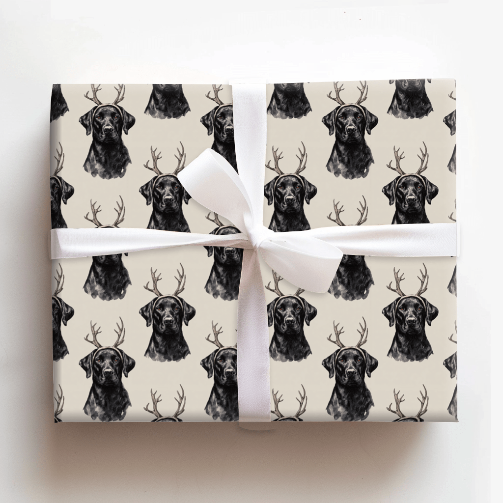 Reindog Ready Wrapping Paper: Black Lab Christmas Gift Wrap – Aspen & Arlo