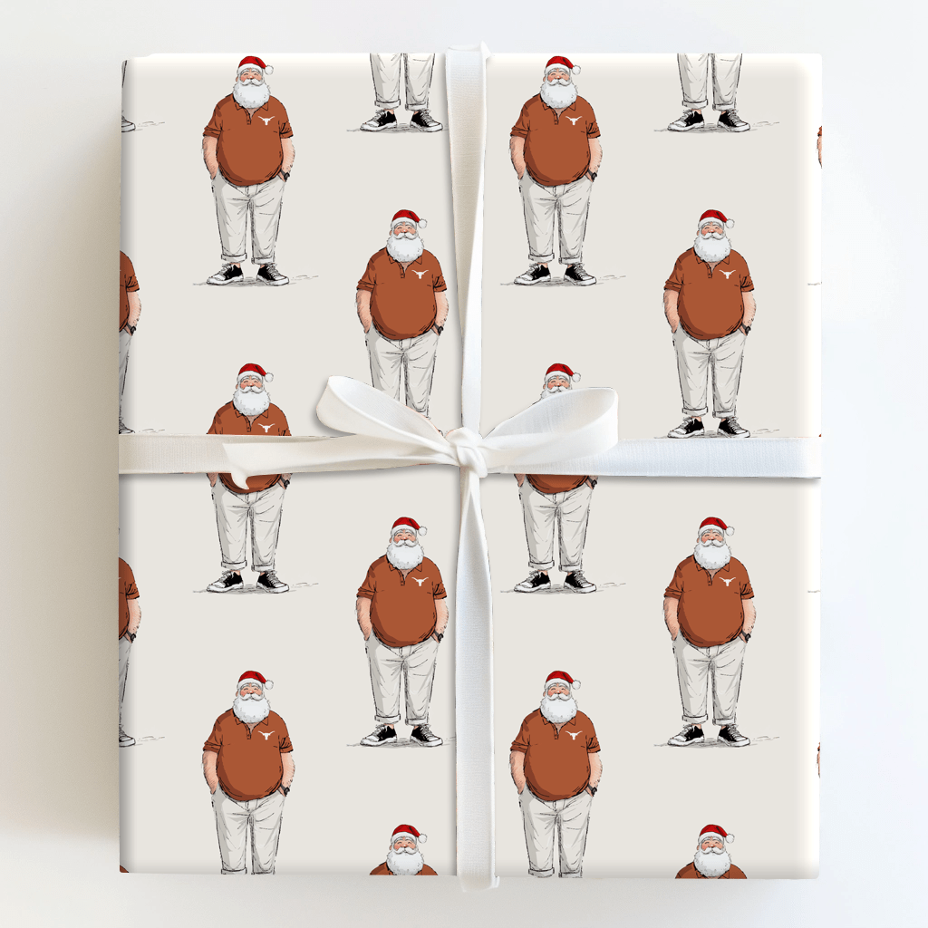 Longhorn Santa Polo Wrapping Paper: Texas Christmas Gift Wrap Wrapping ...
