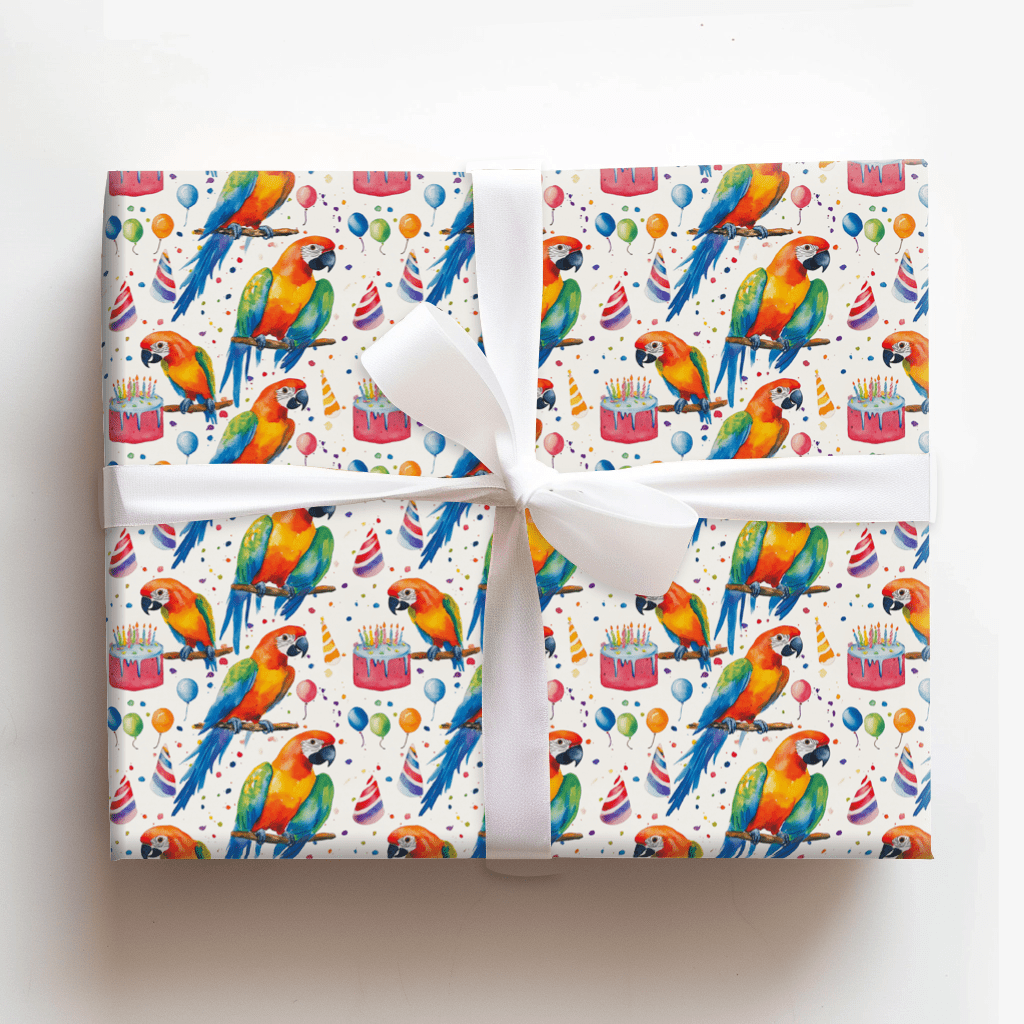 Vibrant Celebration Wrapping Paper: Parrot Birthday Gift Wrap – Aspen ...