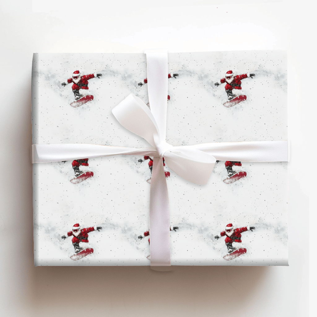 Gnarly and Nice Wrapping Paper: Santa Snow Sport Gift Wrap Wrapping ...