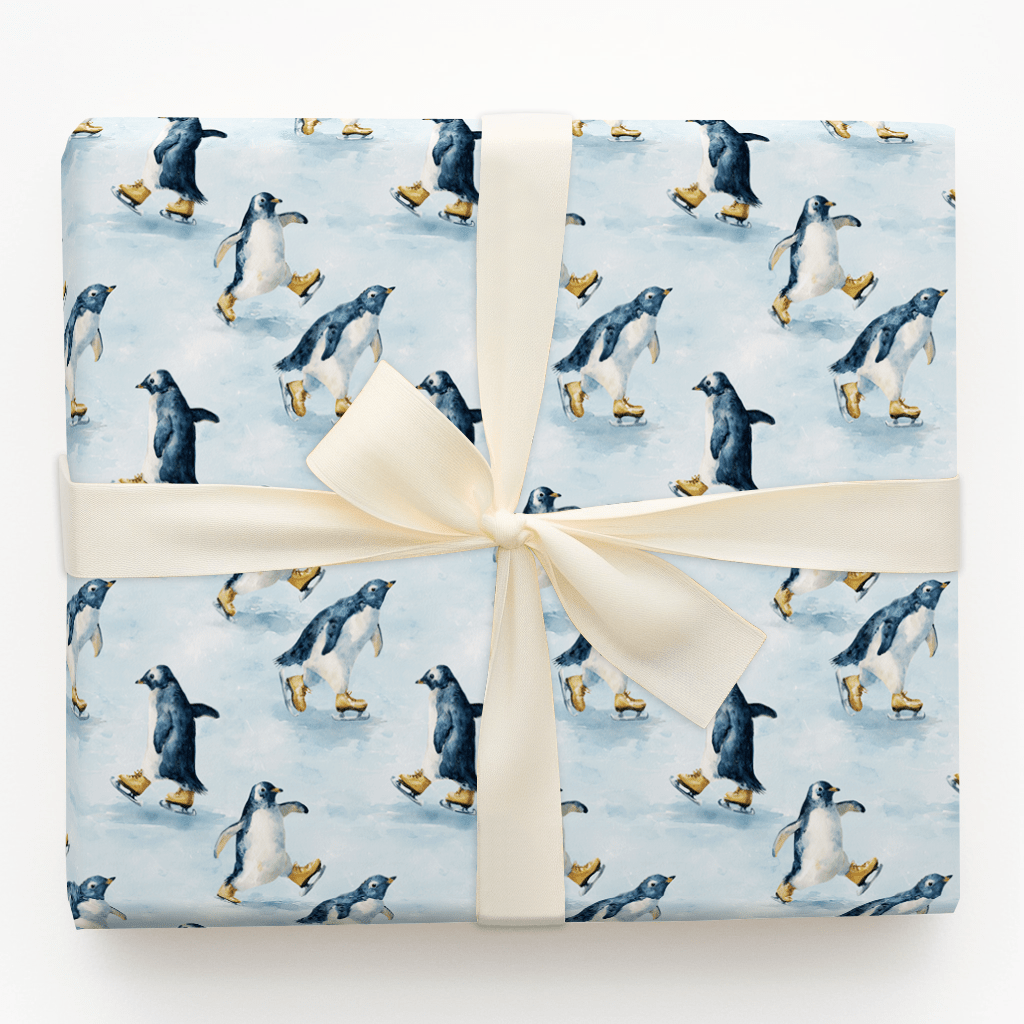 Penguin Pirouette Wrapping Paper: Christmas Penguin Gift Wrap Wrapping ...