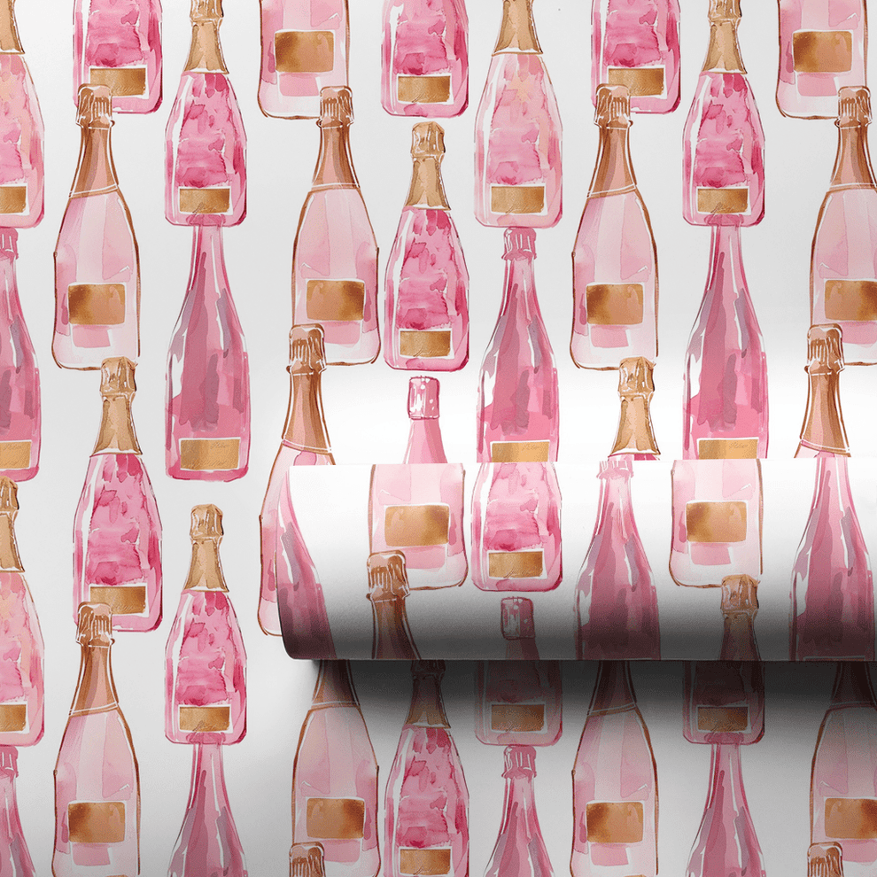 Poppin Bottles Wrapping Paper: Champagne Bottle Gift Wrap – Aspen & Arlo
