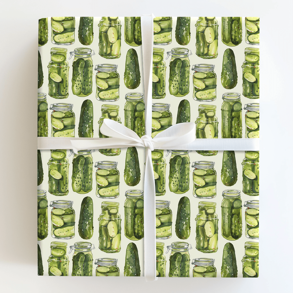 Pick your Pickles Wrapping Paper: Pickle Jars Food Gift Wrap – Aspen & Arlo