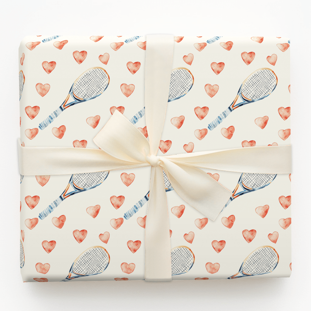 Racket Love Wrapping Paper: Tennis Gift Wrap for Valentine's Day ...