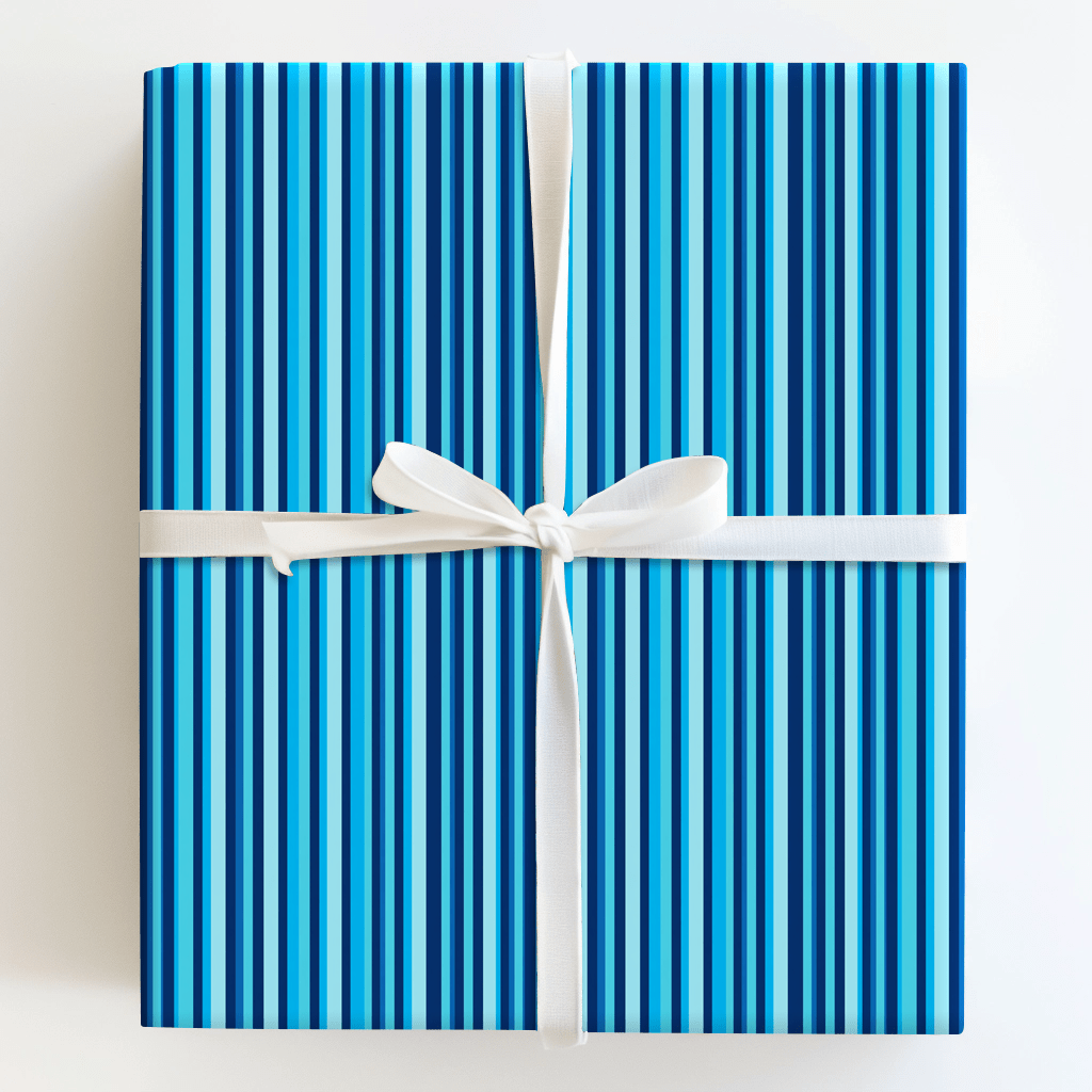 Bright Blue Mixed Wrapping Paper: Modern Stripe Gift Wrap for Baby and ...