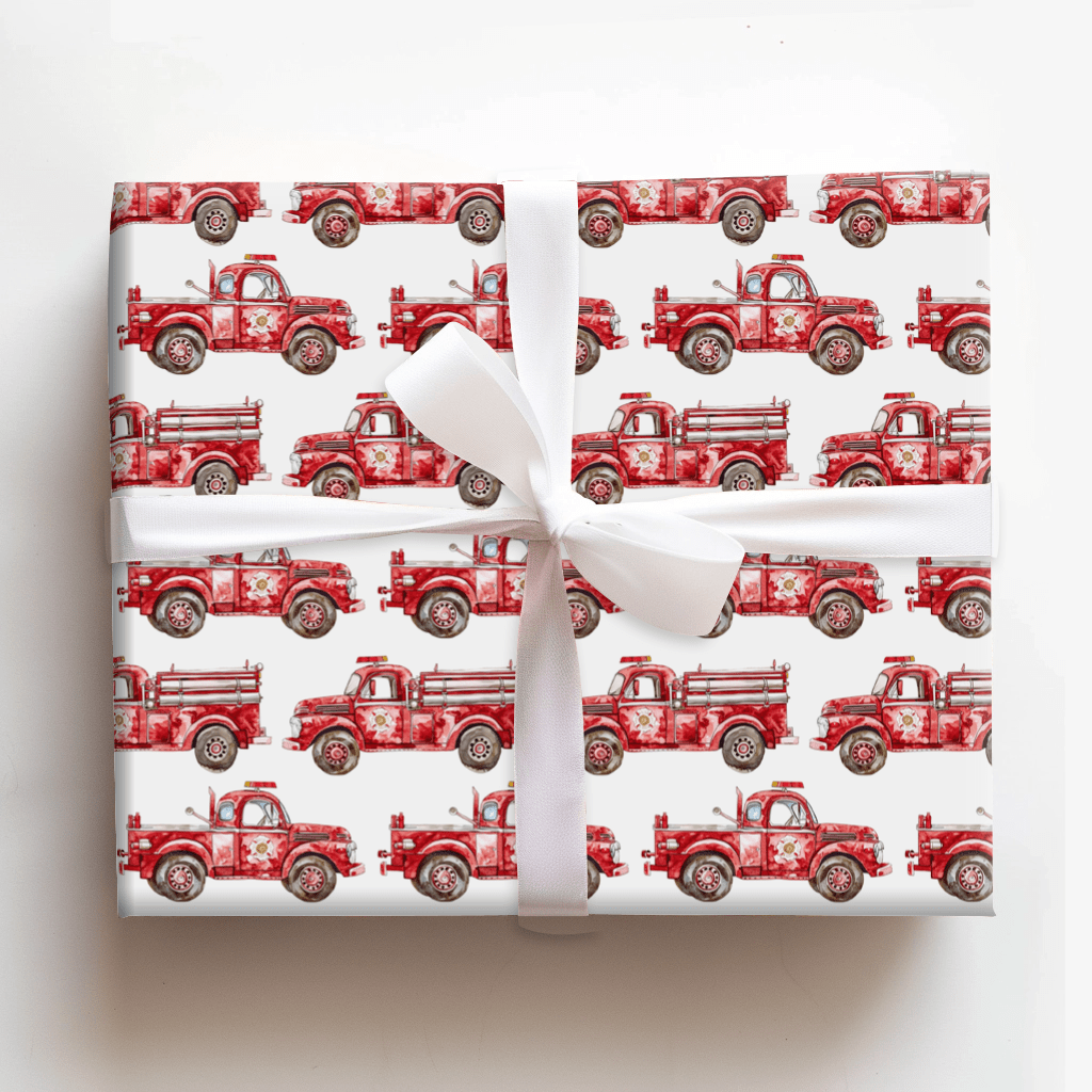Start the Fire Wrapping Paper: Firetruck Gift Wrap Wrapping Paper ...