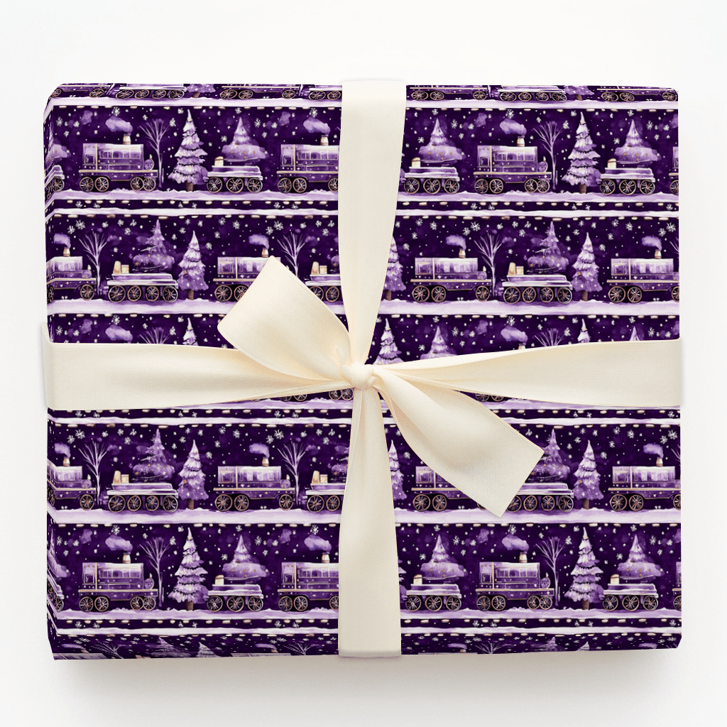Midnight Train Wrapping Paper: Christmas Train Gift Wrap Wrapping Paper ...