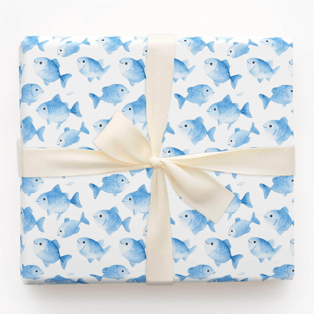 One Fish Blue Fish Wrapping Paper: Ocean Animal Gift Wrap – Aspen & Arlo