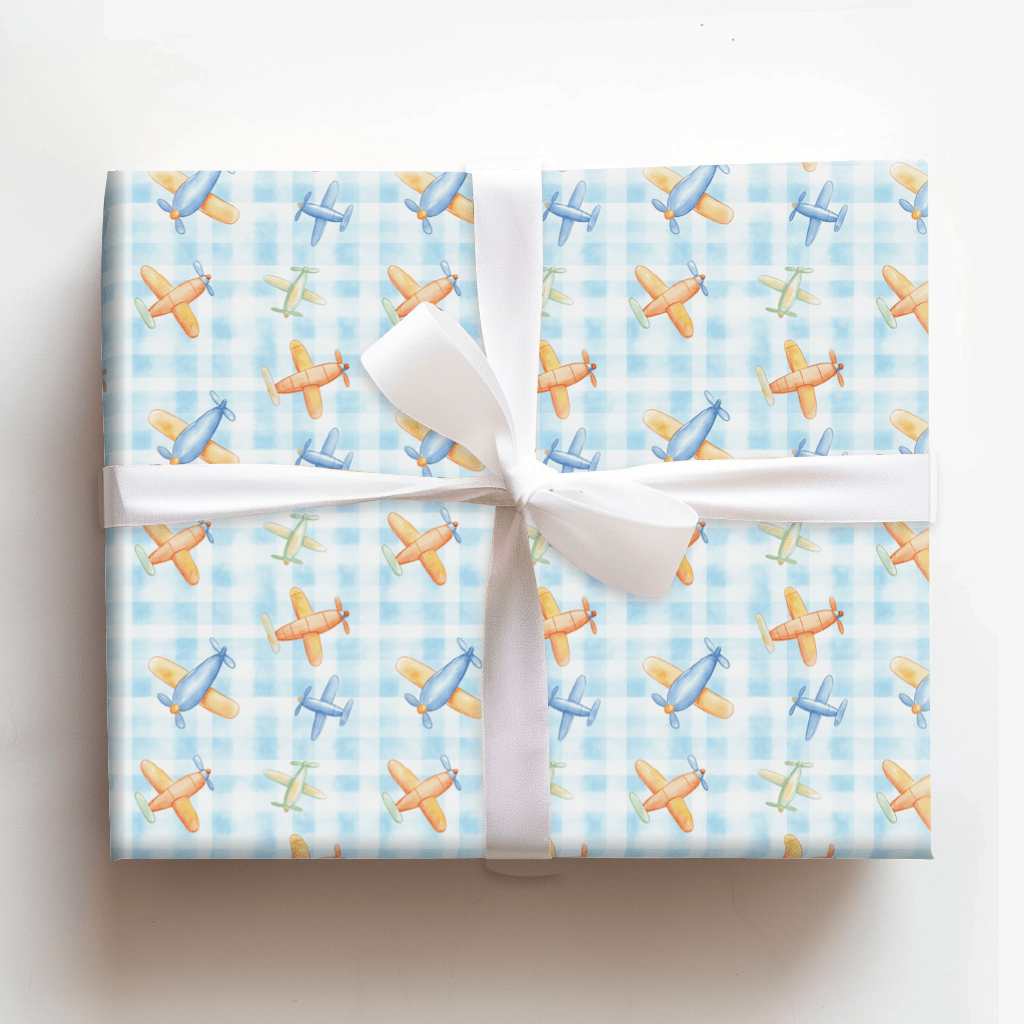 Smooth Landing Wrapping Paper: Airplane Birthday Gift Wrap – Aspen & Arlo