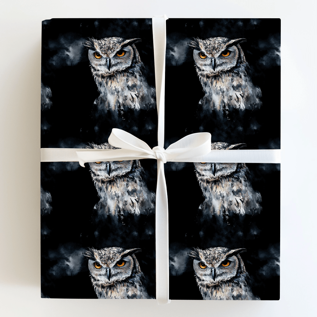 Hoot Charcoal Wrapping Paper: Owl Animal Gift Wrap Wrapping Paper ...
