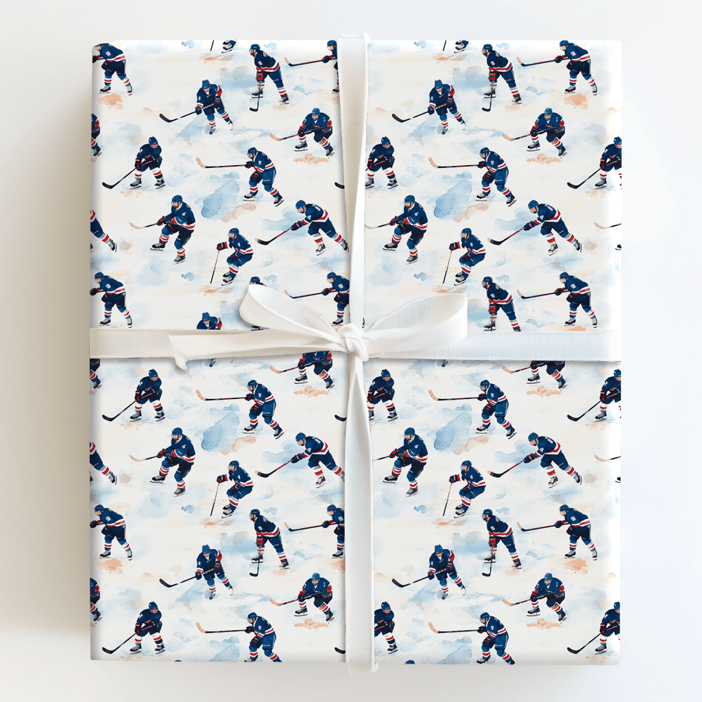 Royal Ice Wrapping Paper: Hockey Game Gift Wrap – Aspen & Arlo