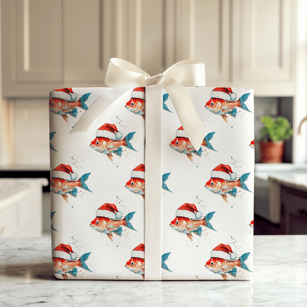 Festive Fish Wrapping Paper: Coastal Christmas Gift Wrap – Aspen & Arlo