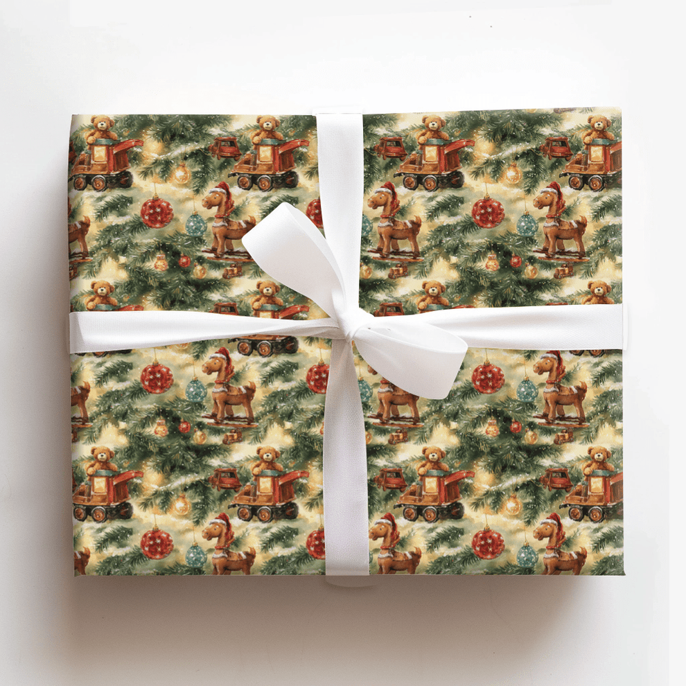 Toyland Dreams Wrapping Paper: Vintage Christmas Gift Wrap for Classic ...