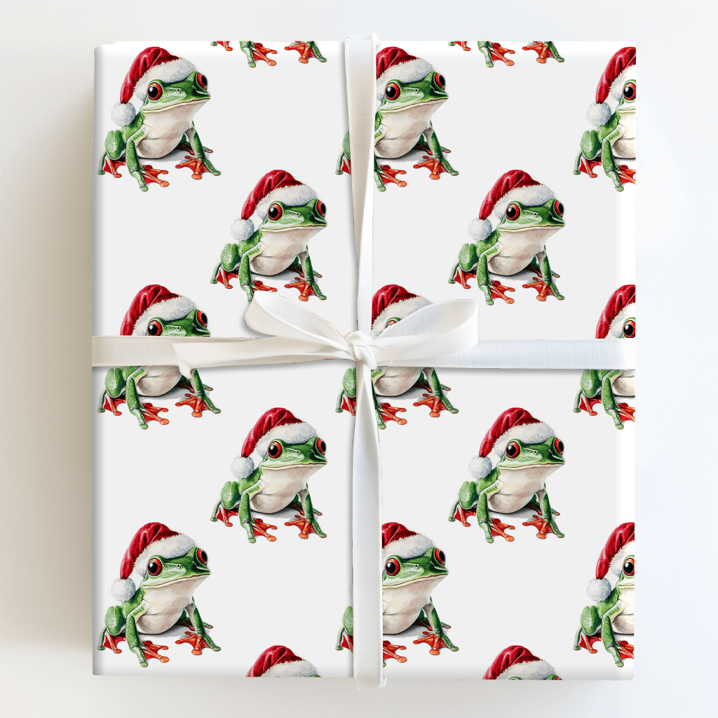 Santa Frog Wrapping Paper: Christmas Frog Gift Wrap – Aspen & Arlo