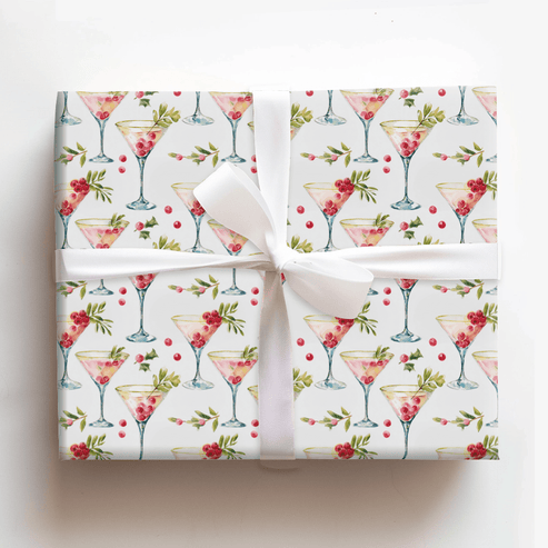 Cranberry Martini Wrapping Paper: Holiday Drink Gift Wrap Wrapping ...