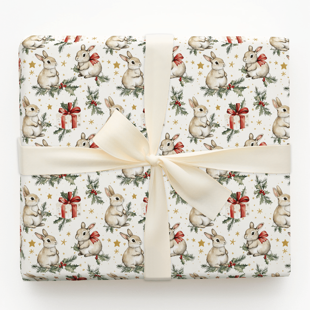 Winter Meadow Bunnies Wrapping Paper: Rabbit Gift Wrap for Christmas ...