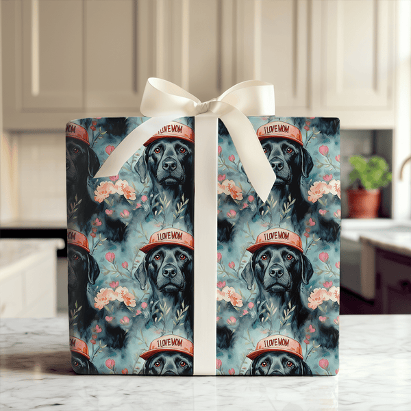Mom's Favorite Black Lab Wrapping Paper: Black Lab Dog Gift Wrap ...