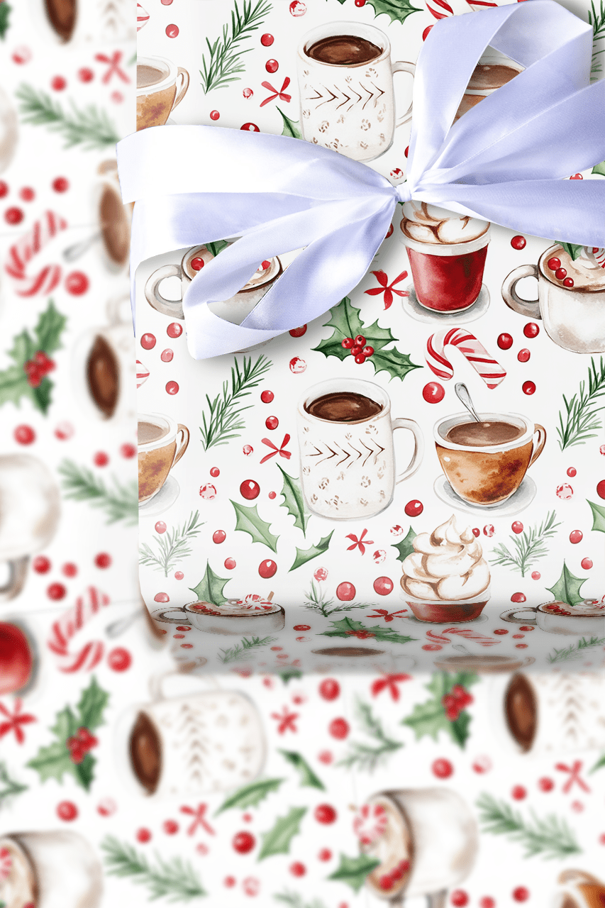 Cocoa and Coffee Wrapping Paper: Hot Chocolate Gift Wrap – Aspen & Arlo