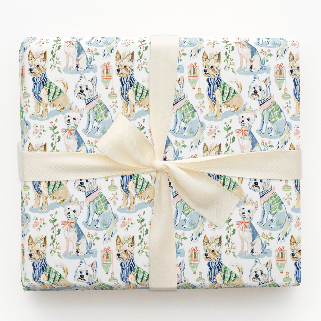 Puppy Mistletoe Wrapping Paper: Whimsical Dog Gift Wrap – Aspen & Arlo