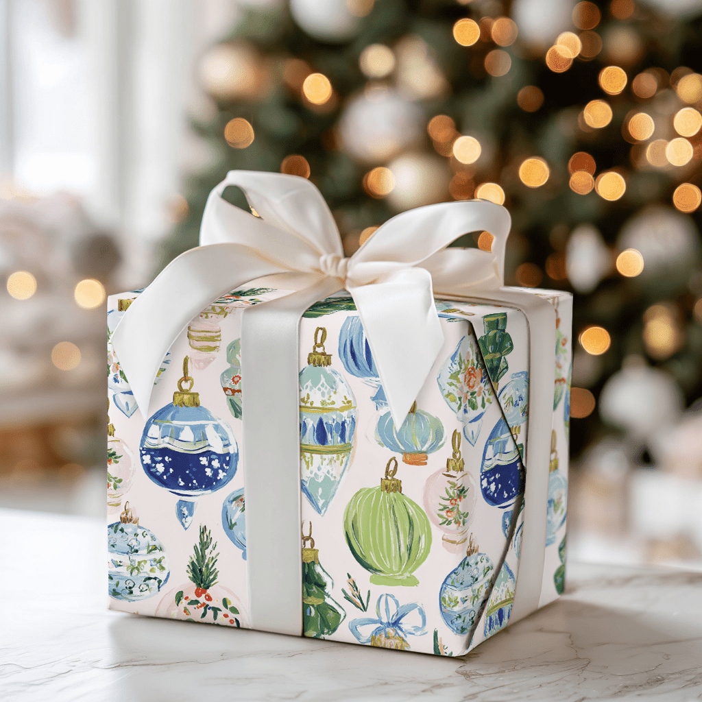 Blue and Green Christmas Wrapping Paper: Whimsical Holiday Gift Wrap ...