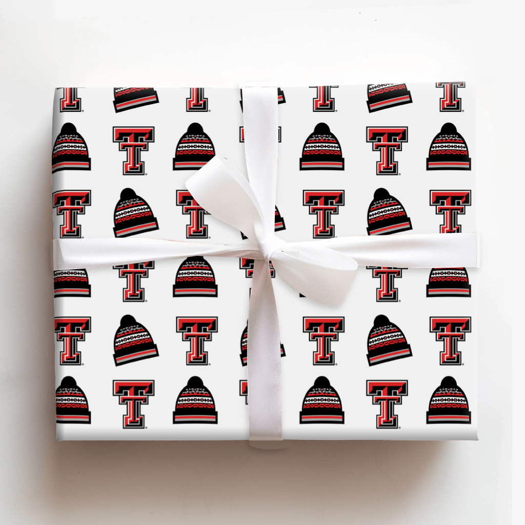 Texas Tech Beanie Wrapping Paper: Collegiate Gift Wrap for BIG12 Fans ...