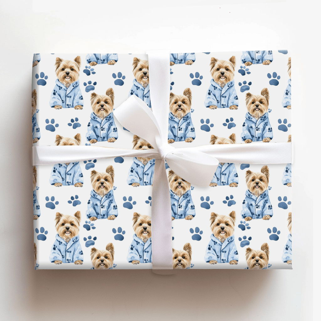 Spa Day with the Yorkies Wrapping Paper: Yorkie Dog Gift Wrap Wrapping ...