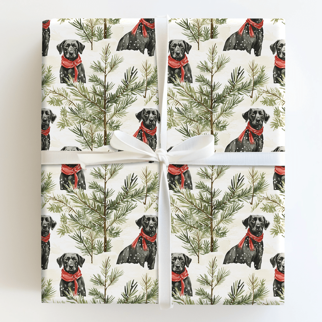 Snowfield Black Lab Wrapping Paper: Black Lab Dog Gift Wrap – Aspen & Arlo