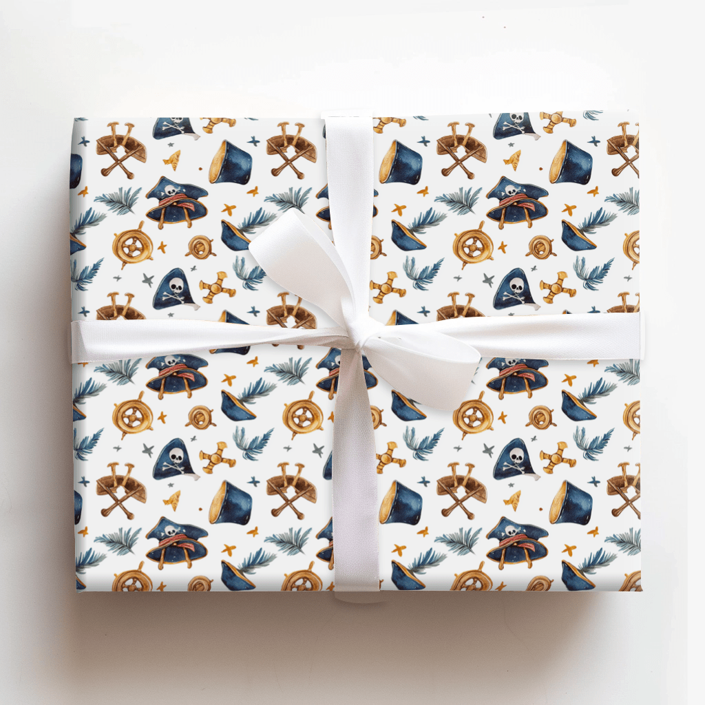 Crown the Captain Wrapping Paper: Pirate Birthday Gift Wrap for Boys ...