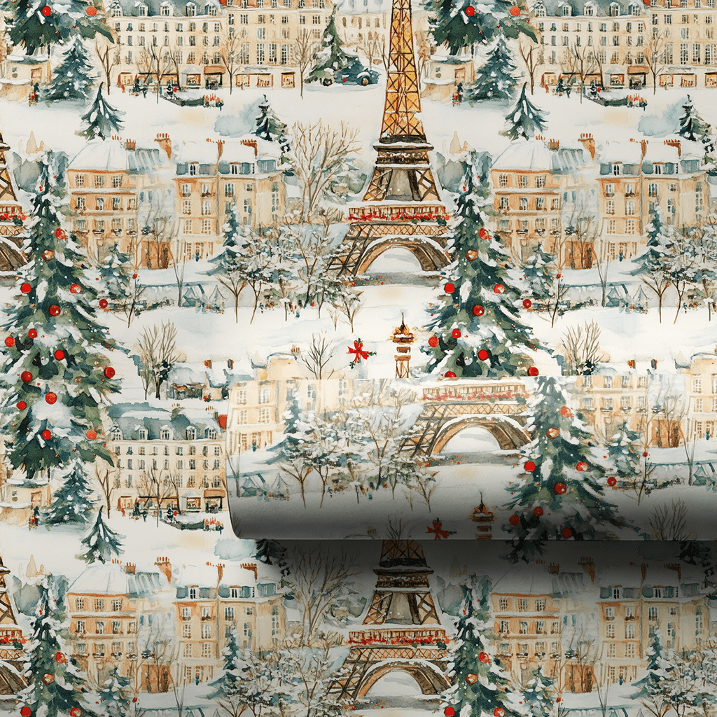 Christmas In Paris Wrapping Paper: Holiday City Gift Wrap – Aspen & Arlo