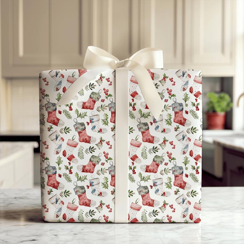Stocking Season Wrapping Paper: Christmas Stocking Gift Wrap – Aspen & Arlo