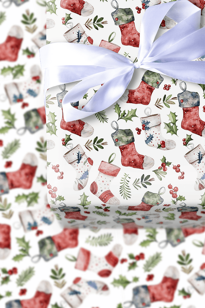Stocking Season Wrapping Paper: Christmas Stocking Gift Wrap – Aspen & Arlo