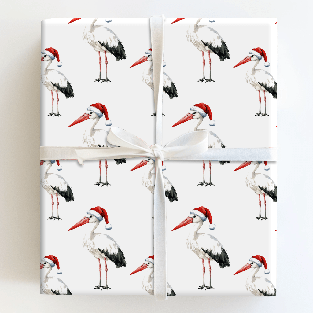 Stork Stole Christmas Wrapping Paper: Stork Bird Gift Wrap – Aspen & Arlo