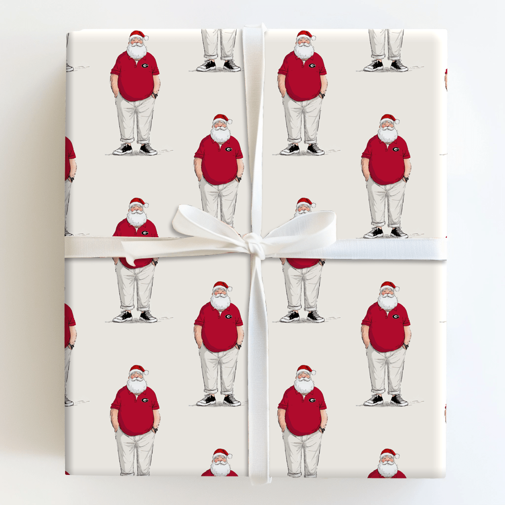 UGA Santa Polo Wrapping Paper: Georgia Bulldogs Christmas Gift Wrap ...