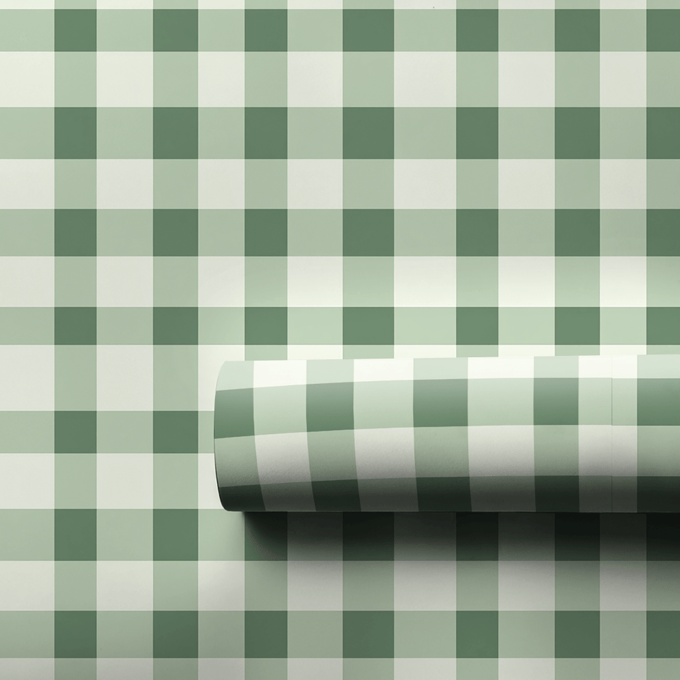 Woodland Plaid Wrapping Paper: Green Gingham Gift Wrap for Boys ...