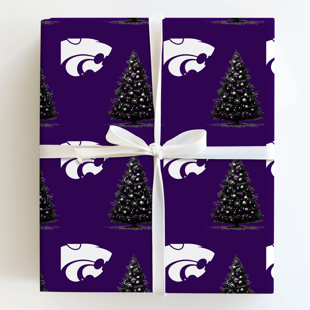 Powercat Pine Tree Wrapping Paper: Kansas State Christmas Gift Wrap ...