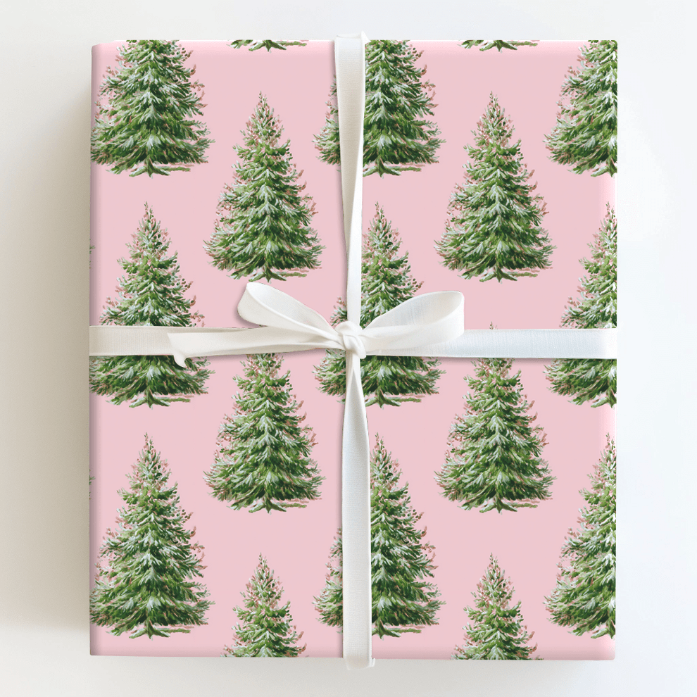 Sugarplum Spruce Wrapping Paper: Pink Christmas Tree Gift Wrap – Aspen ...