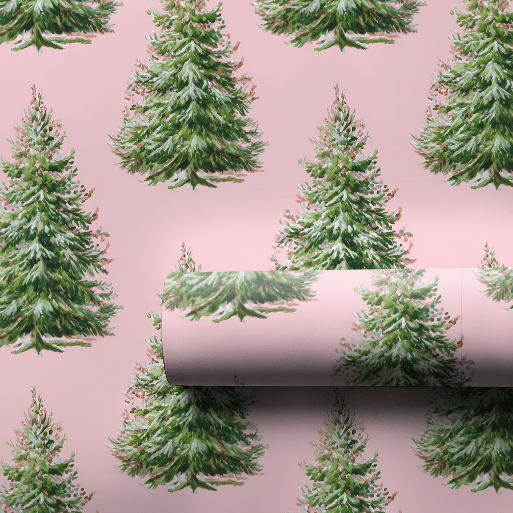 Sugarplum Spruce Wrapping Paper: Pink Christmas Tree Gift Wrap – Aspen ...