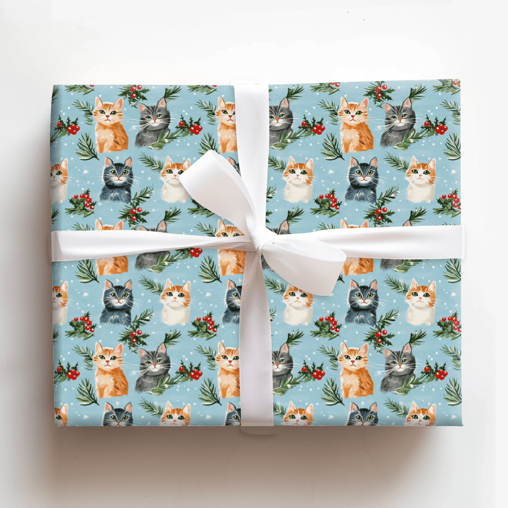 Meow Mint Moment Wrapping Paper: Cat Christmas Gift Wrap – Aspen & Arlo