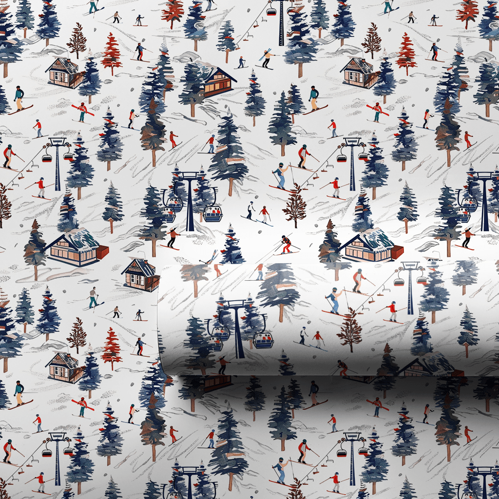 Winter Vacation Wrapping Paper: Ski Christmas Gift Wrap – Aspen & Arlo