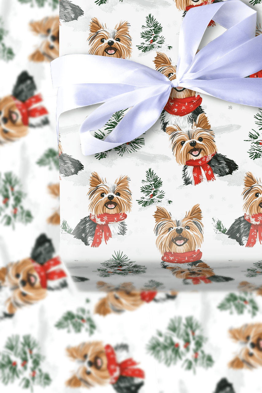 Snow Day for Yorkies Wrapping Paper: Yorkie Dog Gift Wrap Wrapping ...