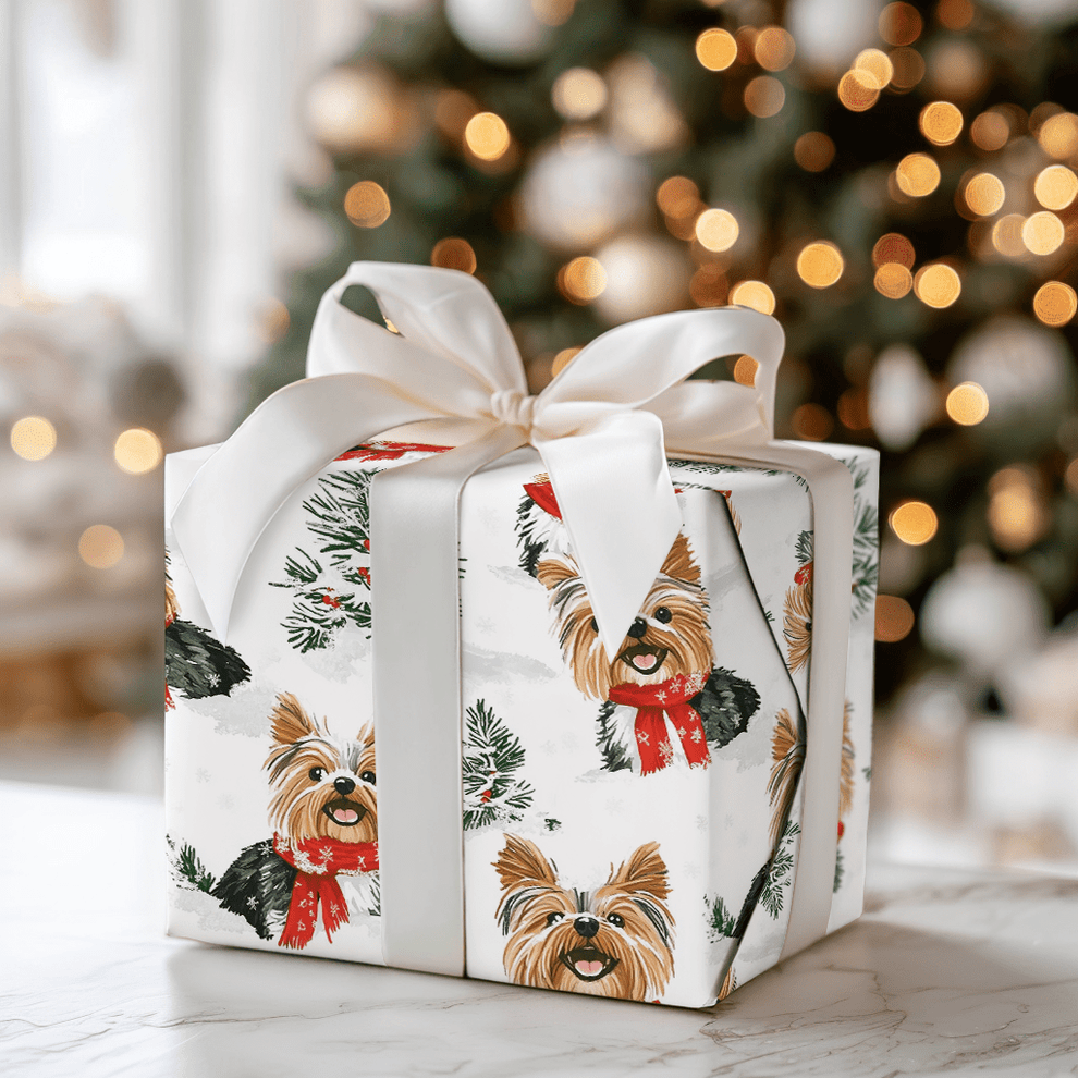 Snow Day for Yorkies Wrapping Paper: Yorkie Dog Gift Wrap Wrapping ...
