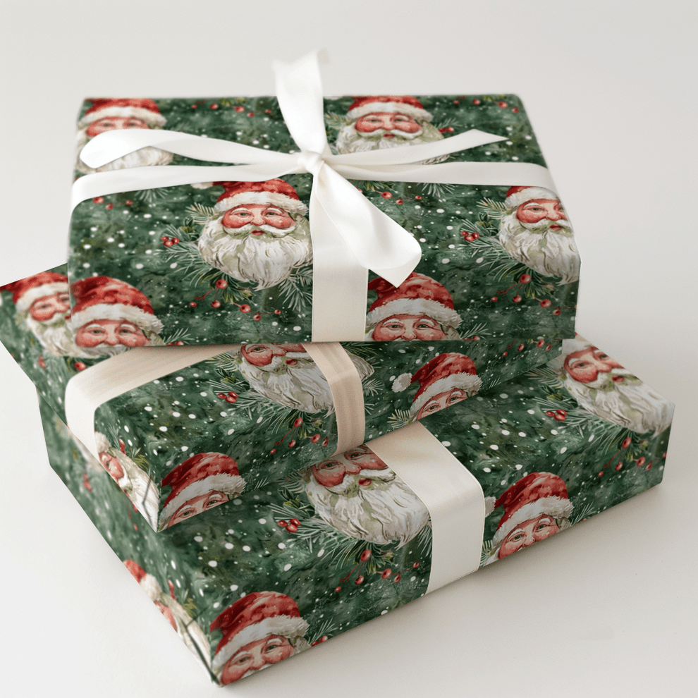 Pam's Santa Wrapping Paper: Christmas Santa Gift Wrap – Aspen & Arlo