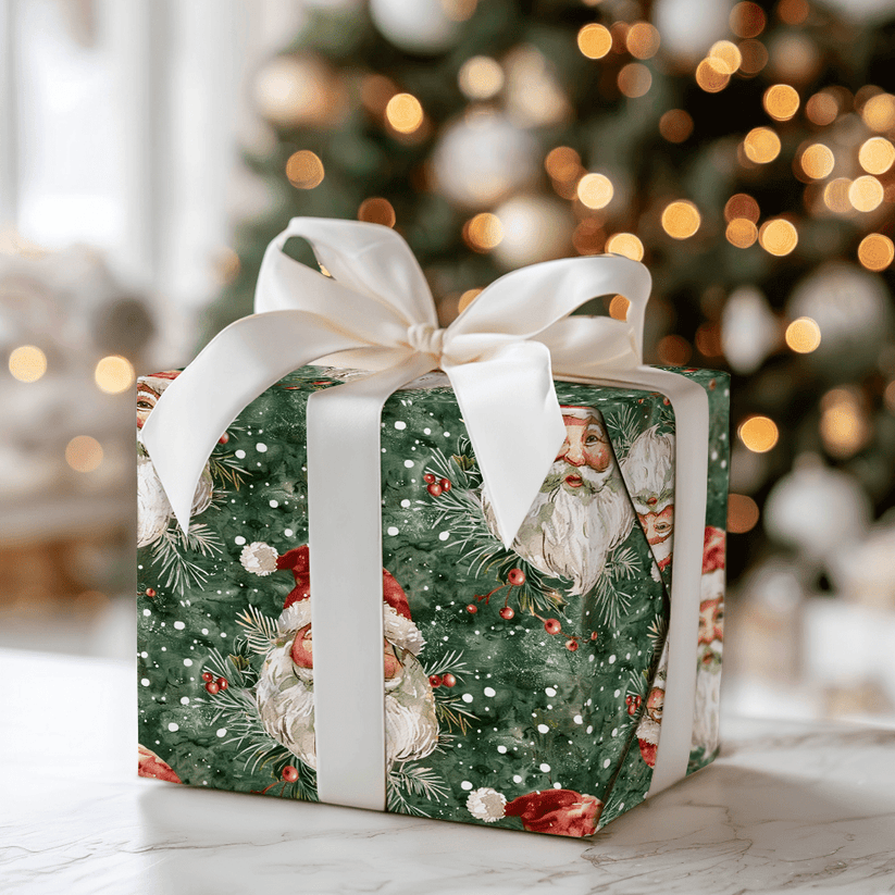 Pam's Santa Wrapping Paper: Christmas Santa Gift Wrap – Aspen & Arlo