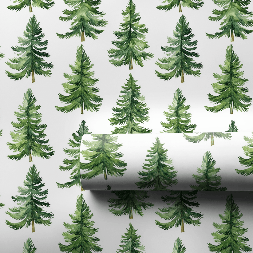 On the Tree Line Wrapping Paper: Christmas Tree Gift Wrap Wrapping ...