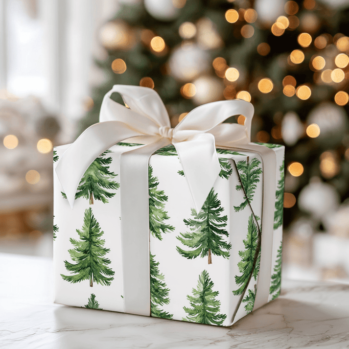 On the Tree Line Wrapping Paper: Christmas Tree Gift Wrap Wrapping ...